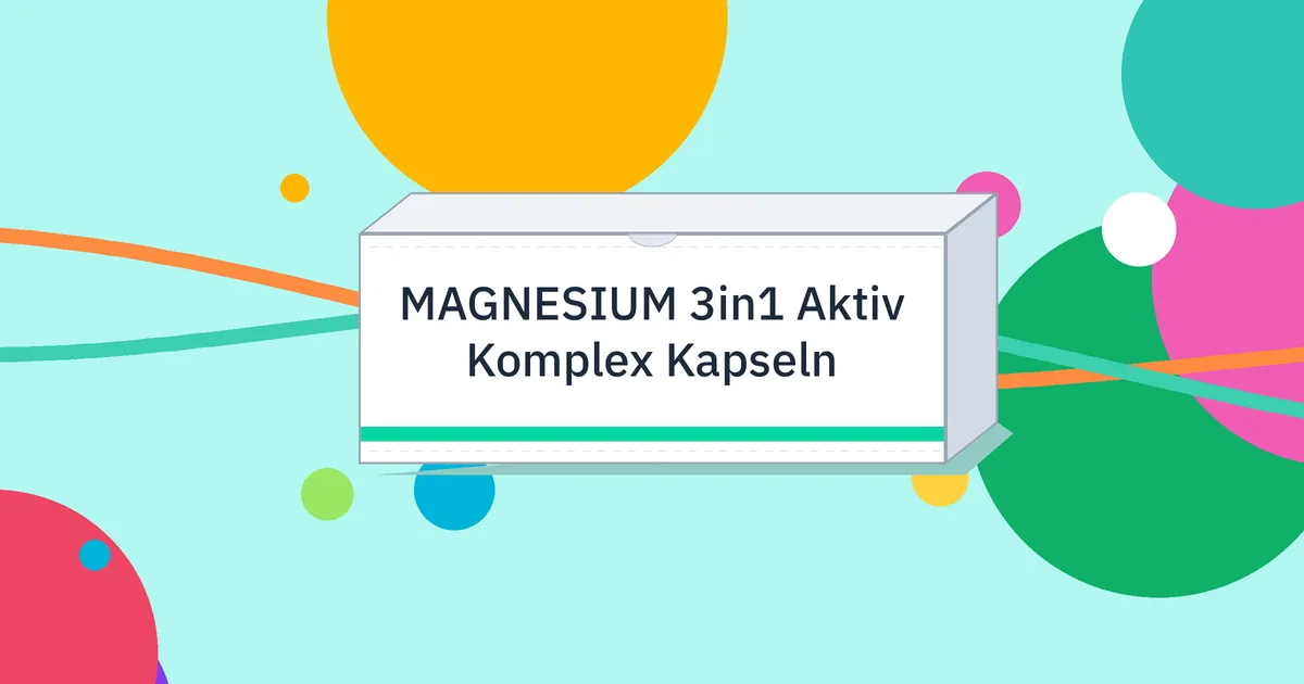 Symbolbild: Packung mit der Aufschrift MAGNESIUM 3in1 Aktiv Komplex Kapseln (PZN 20369322) – Verfügbarkeit und Bezug in Apotheken in Frankfurt am Main