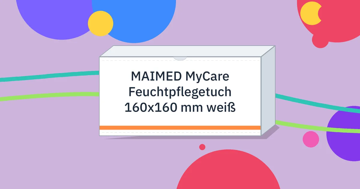 Symbolbild: Packung mit der Aufschrift MAIMED MyCare Feuchtpflegetuch 160x160 mm weiß (PZN 19947920) – Verfügbarkeit und Bezug in Apotheken in Frankfurt am Main