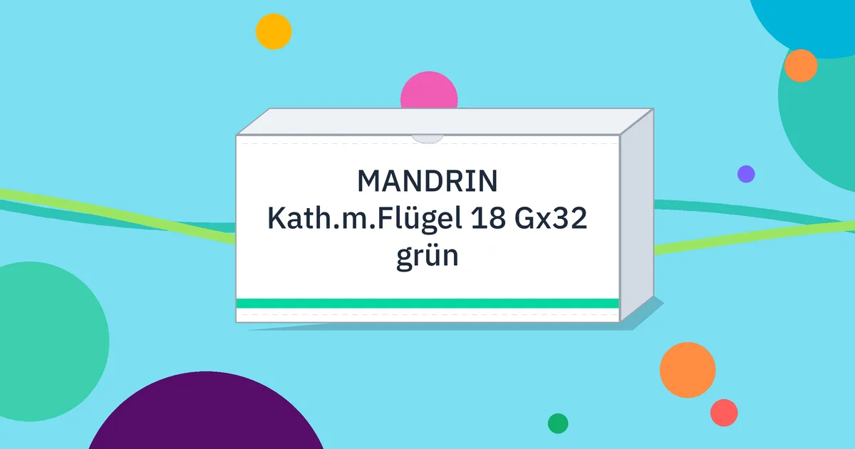 Symbolbild: Packung mit der Aufschrift MANDRIN Kath.m.Flügel 18 Gx32 grün (PZN 01178237) – Verfügbarkeit und Bezug in Apotheken in Frankfurt am Main