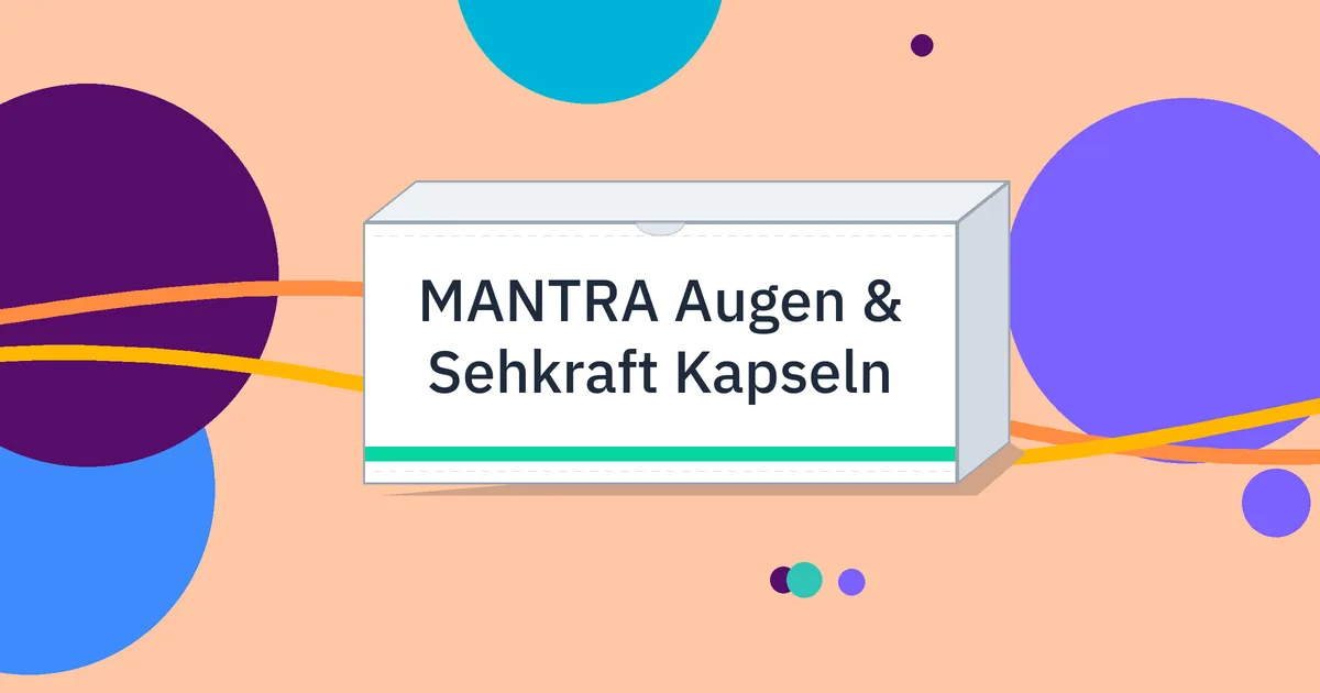 Symbolbild: Packung mit der Aufschrift MANTRA Augen & Sehkraft Kapseln (PZN 12351555) – Verfügbarkeit und Bezug in Apotheken in Frankfurt am Main