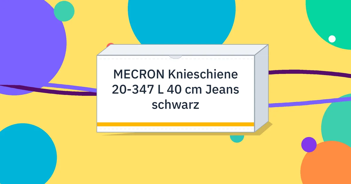 Symbolbild: Packung mit der Aufschrift MECRON Knieschiene 20-347 L 40 cm Jeans schwarz (PZN 02910054) – Verfügbarkeit und Bezug in Apotheken in Frankfurt am Main