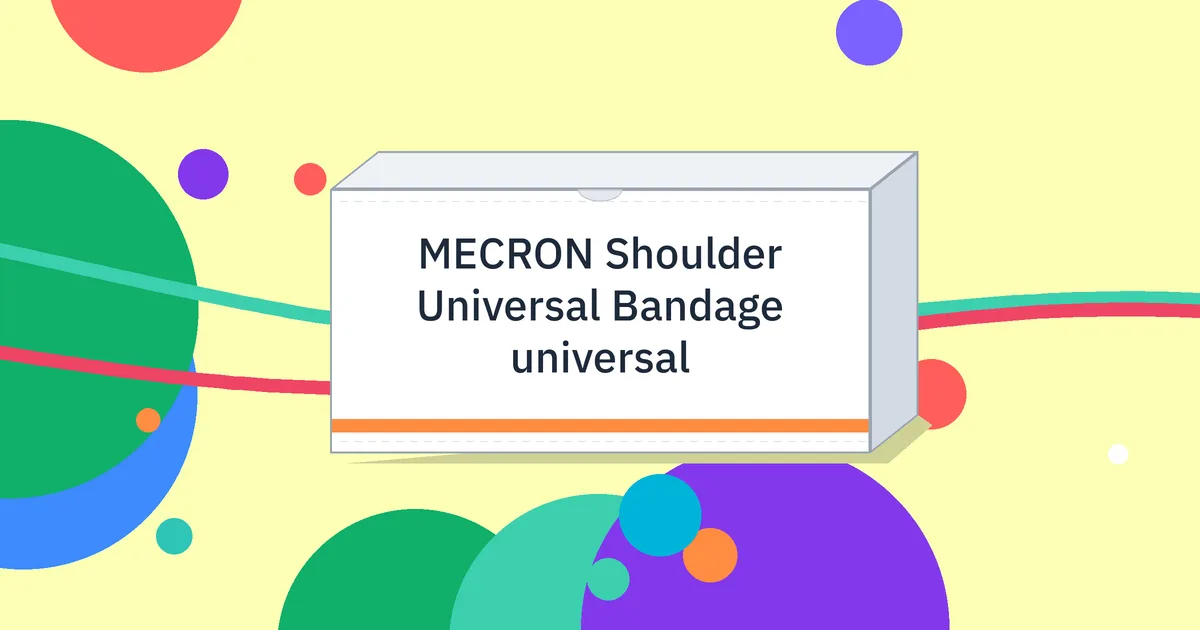 Symbolbild: Packung mit der Aufschrift MECRON Shoulder Universal Bandage universal (PZN 16630973) – Verfügbarkeit und Bezug in Apotheken in Frankfurt am Main