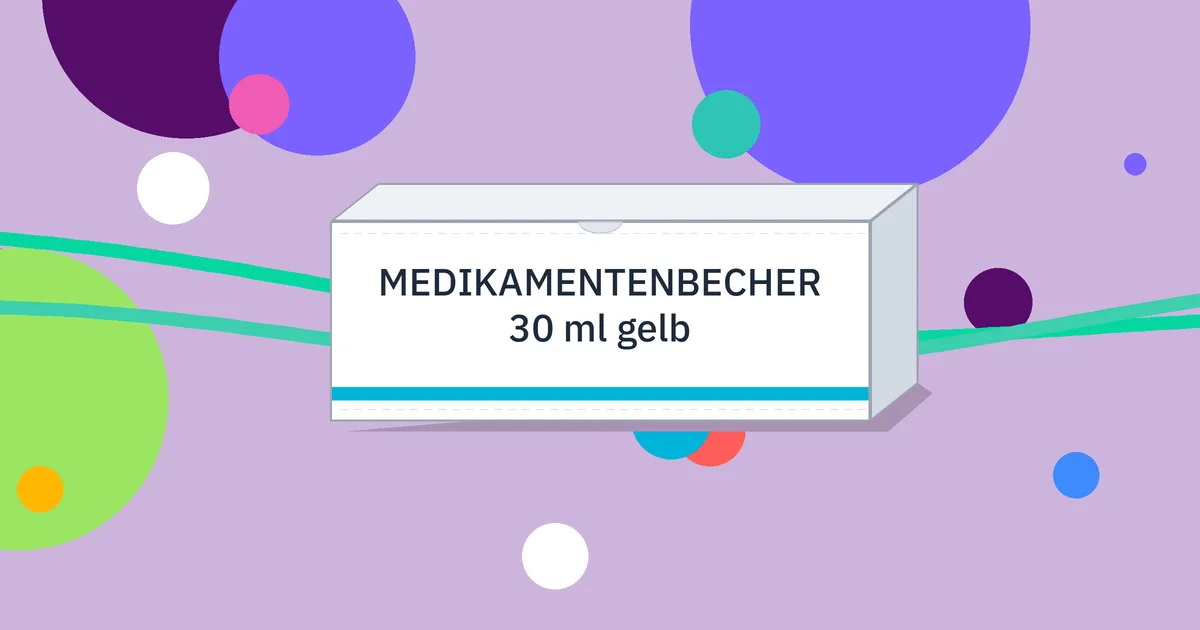Symbolbild: Packung mit der Aufschrift MEDIKAMENTENBECHER 30 ml gelb (PZN 13349951) – Verfügbarkeit und Bezug in Apotheken in Frankfurt am Main