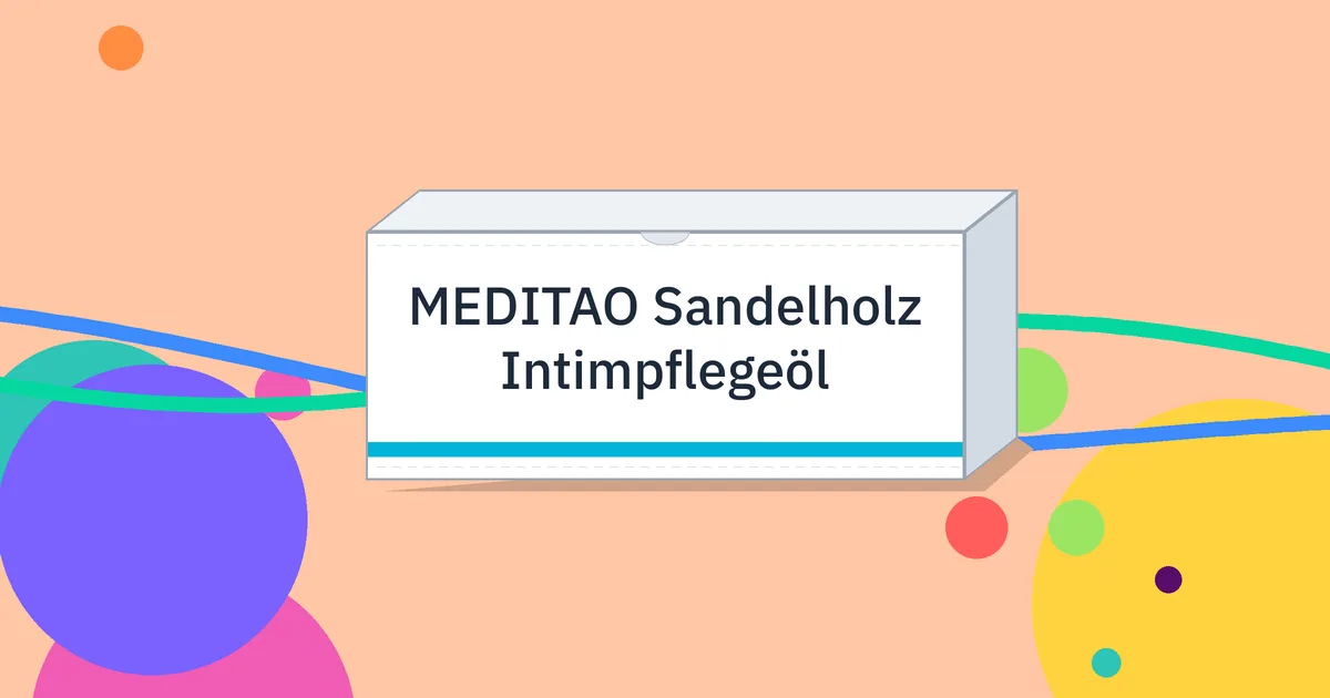 Symbolbild: Packung mit der Aufschrift MEDITAO Sandelholz Intimpflegeöl (PZN 15580977) – Verfügbarkeit und Bezug in Apotheken in Frankfurt am Main