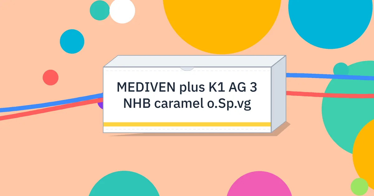 Symbolbild: Packung mit der Aufschrift MEDIVEN plus K1 AG 3 NHB caramel o.Sp.vg (PZN 15922395) – Verfügbarkeit und Bezug in Apotheken in Frankfurt am Main