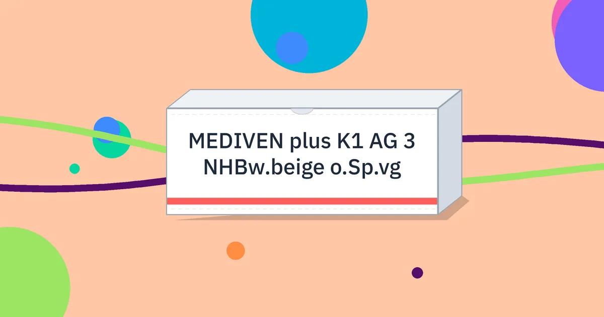 Symbolbild: Packung mit der Aufschrift MEDIVEN plus K1 AG 3 NHBw.beige o.Sp.vg (PZN 15924000) – Verfügbarkeit und Bezug in Apotheken in Frankfurt am Main