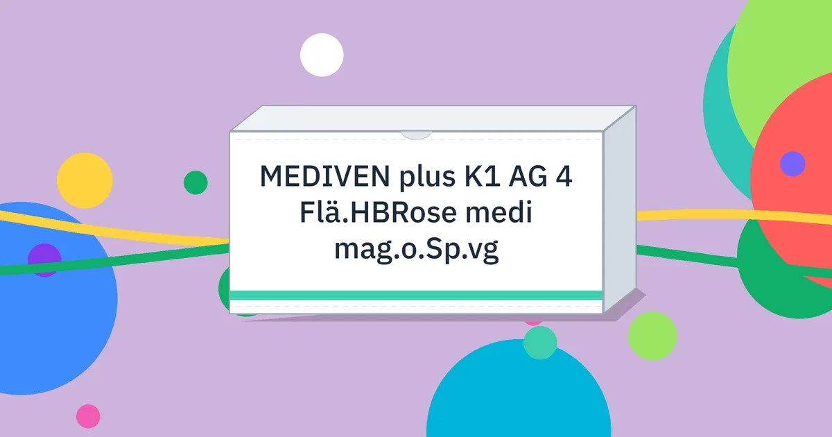 Symbolbild: Packung mit der Aufschrift MEDIVEN plus K1 AG 4 Flä.HBRose medi mag.o.Sp.vg (PZN 15912149) – Verfügbarkeit und Bezug in Apotheken in Frankfurt am Main