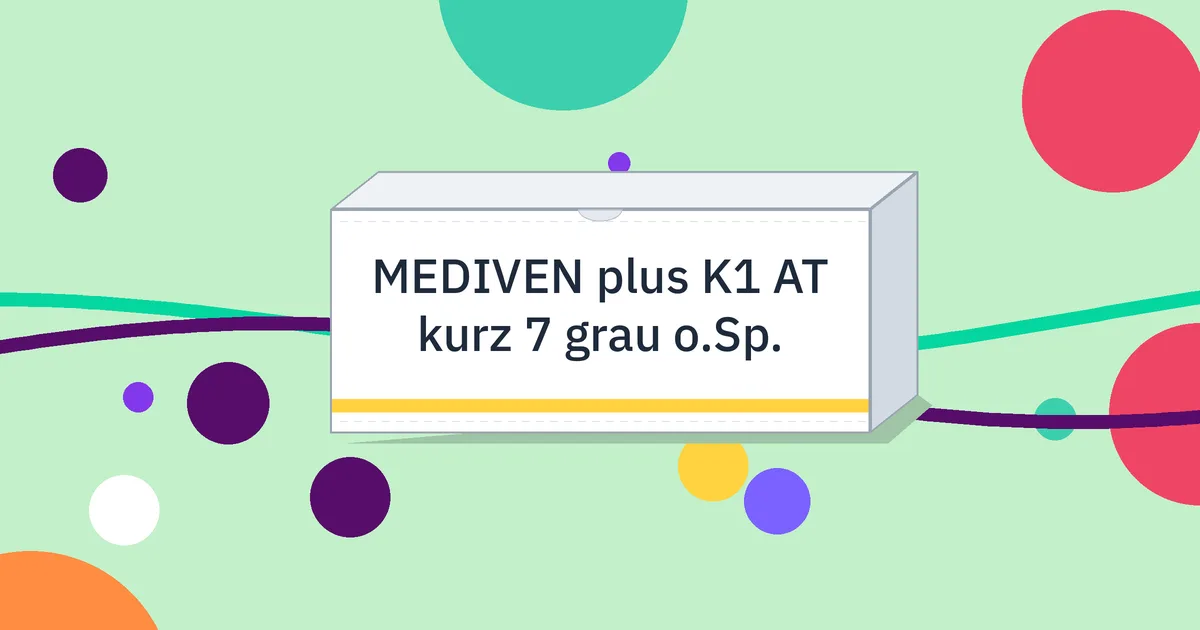 Symbolbild: Packung mit der Aufschrift MEDIVEN plus K1 AT kurz 7 grau o.Sp. (PZN 18931928) – Verfügbarkeit und Bezug in Apotheken in Frankfurt am Main