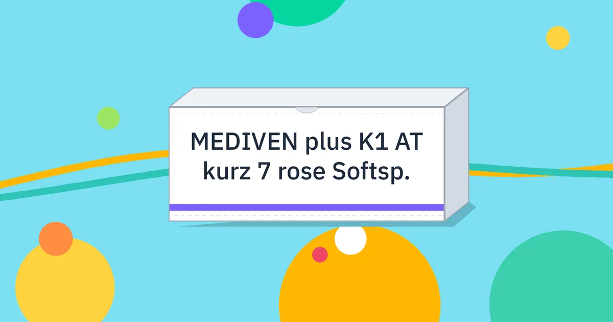 Symbolbild: Packung mit der Aufschrift MEDIVEN plus K1 AT kurz 7 rose Softsp. (PZN 15026761) – Verfügbarkeit und Bezug in Apotheken in Frankfurt am Main