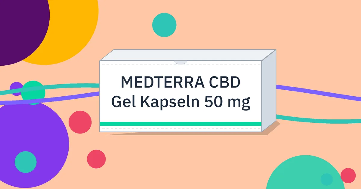 Symbolbild: Packung mit der Aufschrift MEDTERRA CBD Gel Kapseln 50 mg (PZN 16881592) – Verfügbarkeit und Bezug in Apotheken in Frankfurt am Main