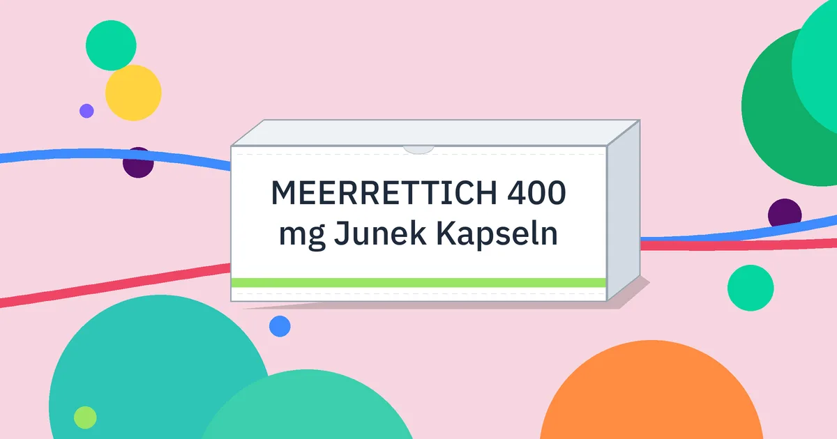 Symbolbild: Packung mit der Aufschrift MEERRETTICH 400 mg Junek Kapseln (PZN 00138862) – Verfügbarkeit und Bezug in Apotheken in Frankfurt am Main