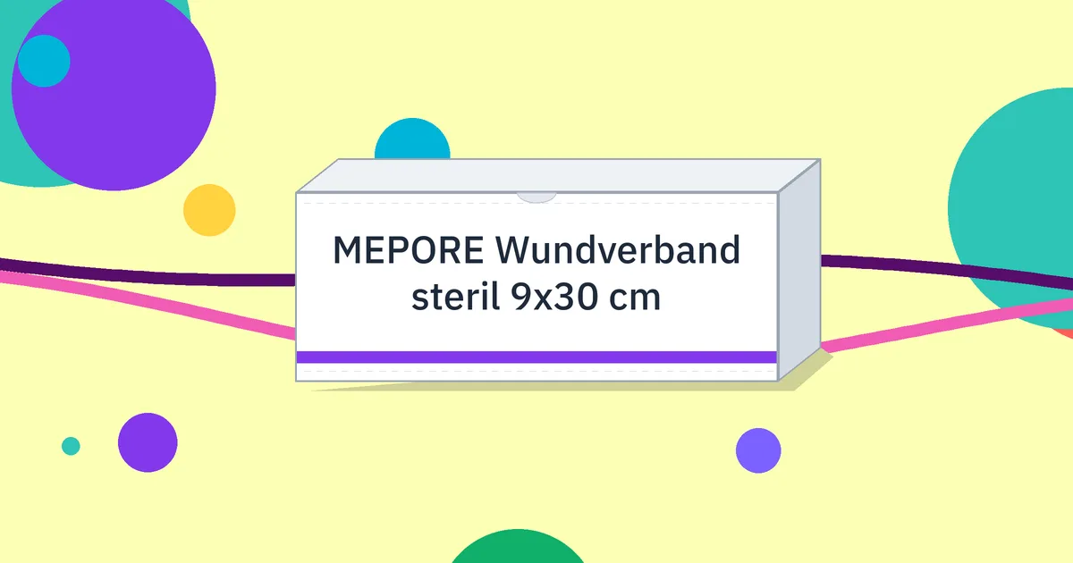 Symbolbild: Packung mit der Aufschrift MEPORE Wundverband steril 9x30 cm (PZN 05868080) – Verfügbarkeit und Bezug in Apotheken in Frankfurt am Main