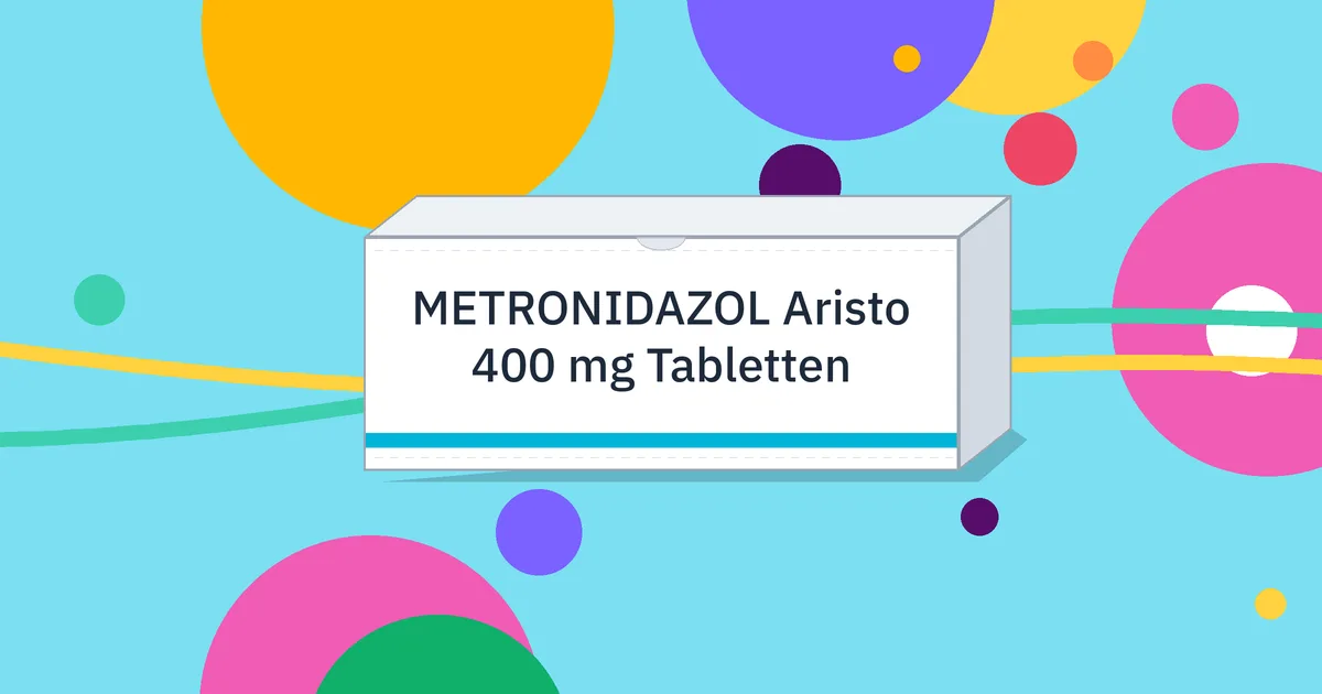 Symbolbild: Packung mit der Aufschrift METRONIDAZOL Aristo 400 mg Tabletten (PZN 04858837) – Verfügbarkeit und Bezug in Apotheken in Frankfurt am Main