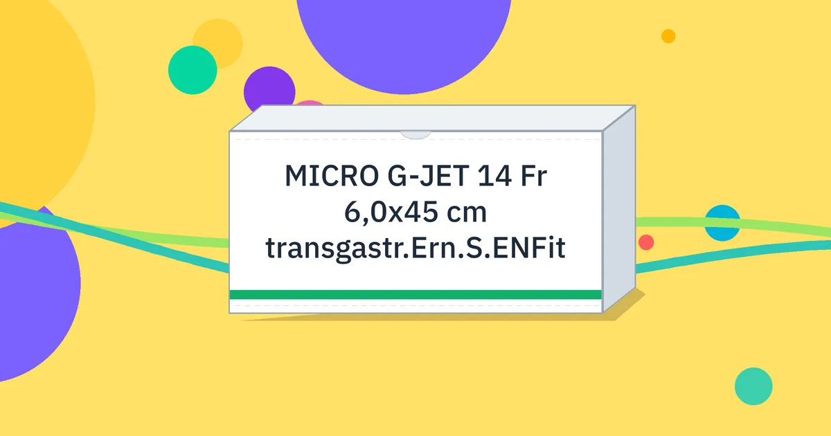 Symbolbild: Packung mit der Aufschrift MICRO G-JET 14 Fr 6,0x45 cm transgastr.Ern.S.ENFit (PZN 17819023) – Verfügbarkeit und Bezug in Apotheken in Frankfurt am Main