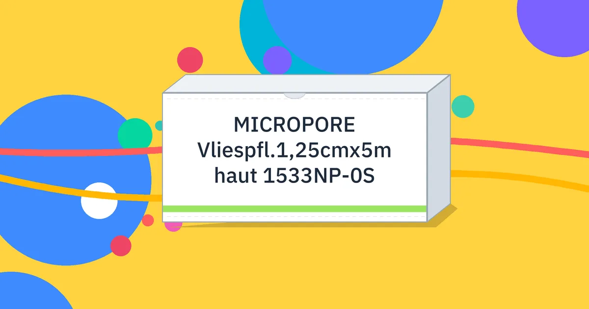 Symbolbild: Packung mit der Aufschrift MICROPORE Vliespfl.1,25cmx5m haut 1533NP-0S (PZN 19814722) – Verfügbarkeit und Bezug in Apotheken in Frankfurt am Main