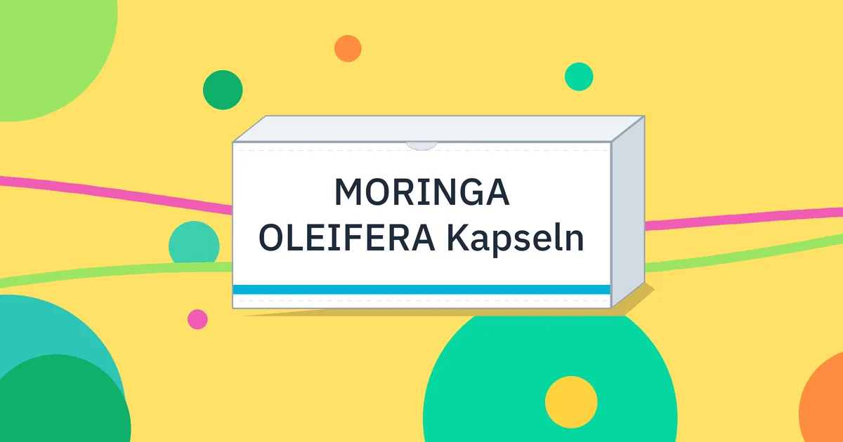 Symbolbild: Packung mit der Aufschrift MORINGA OLEIFERA Kapseln (PZN 12379602) – Verfügbarkeit und Bezug in Apotheken in Frankfurt am Main