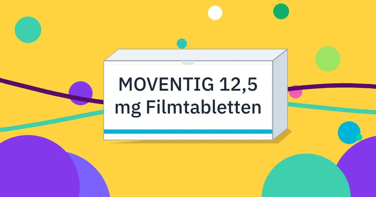 Symbolbild: Packung mit der Aufschrift MOVENTIG 12,5 mg Filmtabletten (PZN 15587850) – Verfügbarkeit und Bezug in Apotheken in Frankfurt am Main