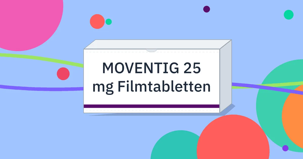 Symbolbild: Packung mit der Aufschrift MOVENTIG 25 mg Filmtabletten (PZN 16869361) – Verfügbarkeit und Bezug in Apotheken in Frankfurt am Main