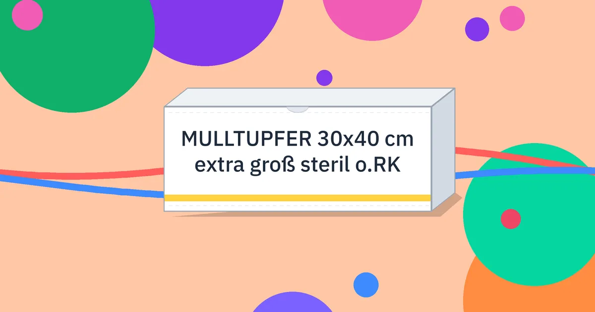 Symbolbild: Packung mit der Aufschrift MULLTUPFER 30x40 cm extra groß steril o.RK (PZN 13506847) – Verfügbarkeit und Bezug in Apotheken in Frankfurt am Main