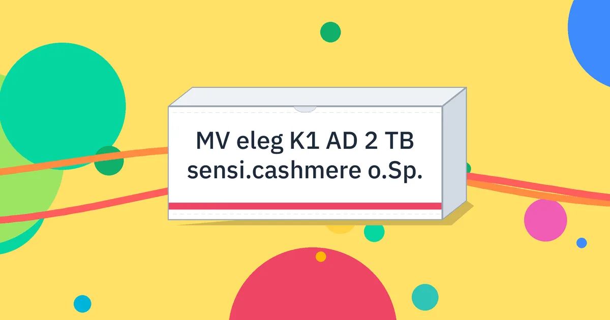 Symbolbild: Packung mit der Aufschrift MV eleg K1 AD 2 TB sensi.cashmere o.Sp. (PZN 14649939) – Verfügbarkeit und Bezug in Apotheken in Frankfurt am Main