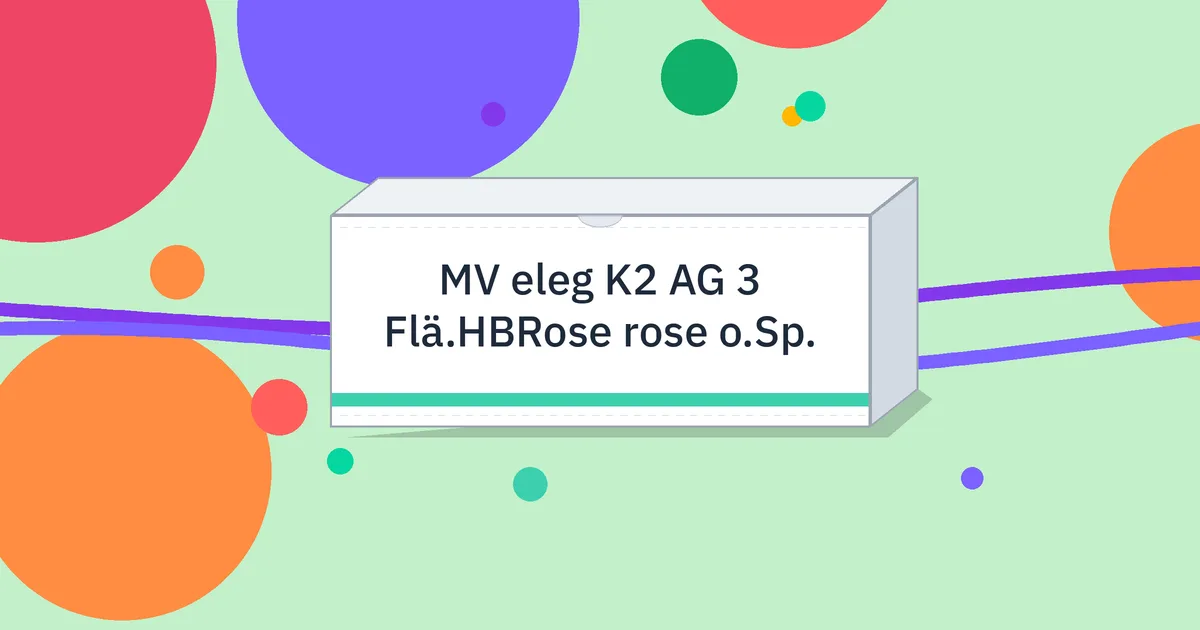 Symbolbild: Packung mit der Aufschrift MV eleg K2 AG 3 Flä.HBRose rose o.Sp. (PZN 15717873) – Verfügbarkeit und Bezug in Apotheken in Frankfurt am Main