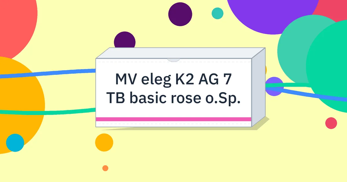 Symbolbild: Packung mit der Aufschrift MV eleg K2 AG 7 TB basic rose o.Sp. (PZN 14700758) – Verfügbarkeit und Bezug in Apotheken in Frankfurt am Main