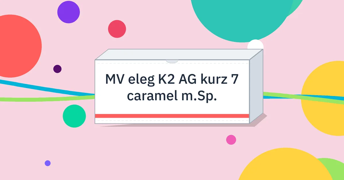 Symbolbild: Packung mit der Aufschrift MV eleg K2 AG kurz 7 caramel m.Sp. (PZN 00531045) – Verfügbarkeit und Bezug in Apotheken in Frankfurt am Main