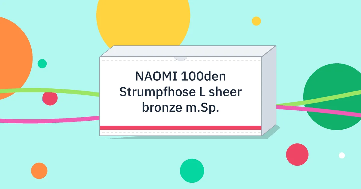 Symbolbild: Packung mit der Aufschrift NAOMI 100den Strumpfhose L sheer bronze m.Sp. (PZN 16177410) – Verfügbarkeit und Bezug in Apotheken in Frankfurt am Main