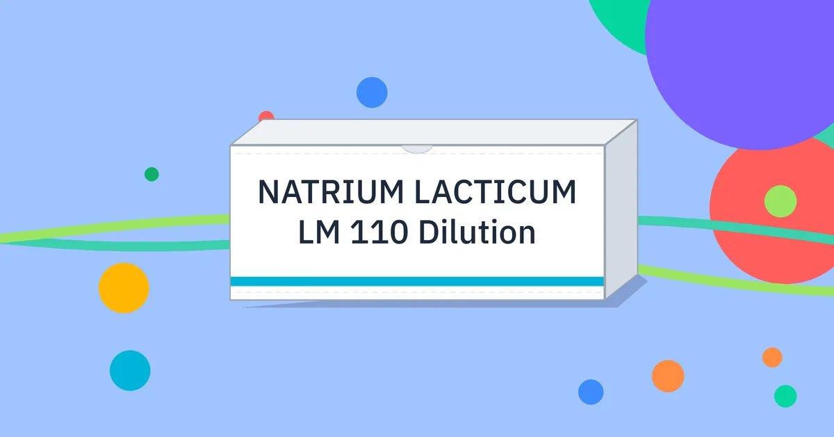 Symbolbild: Packung mit der Aufschrift NATRIUM LACTICUM LM 110 Dilution (PZN 12965116) – Verfügbarkeit und Bezug in Apotheken in Frankfurt am Main