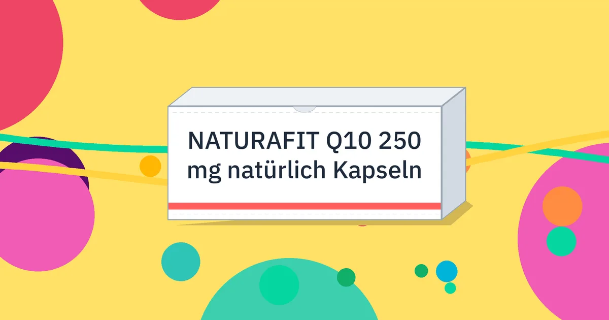Symbolbild: Packung mit der Aufschrift NATURAFIT Q10 250 mg natürlich Kapseln (PZN 12405653) – Verfügbarkeit und Bezug in Apotheken in Frankfurt am Main
