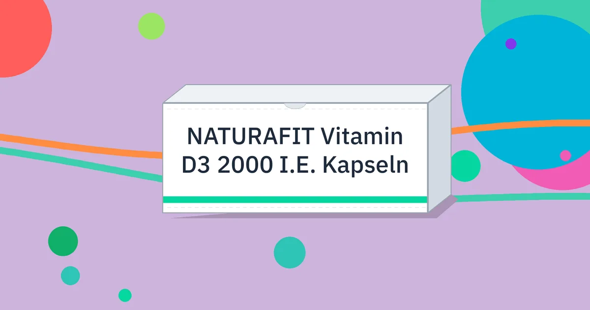 Symbolbild: Packung mit der Aufschrift NATURAFIT Vitamin D3 2000 I.E. Kapseln (PZN 10993999) – Verfügbarkeit und Bezug in Apotheken in Frankfurt am Main