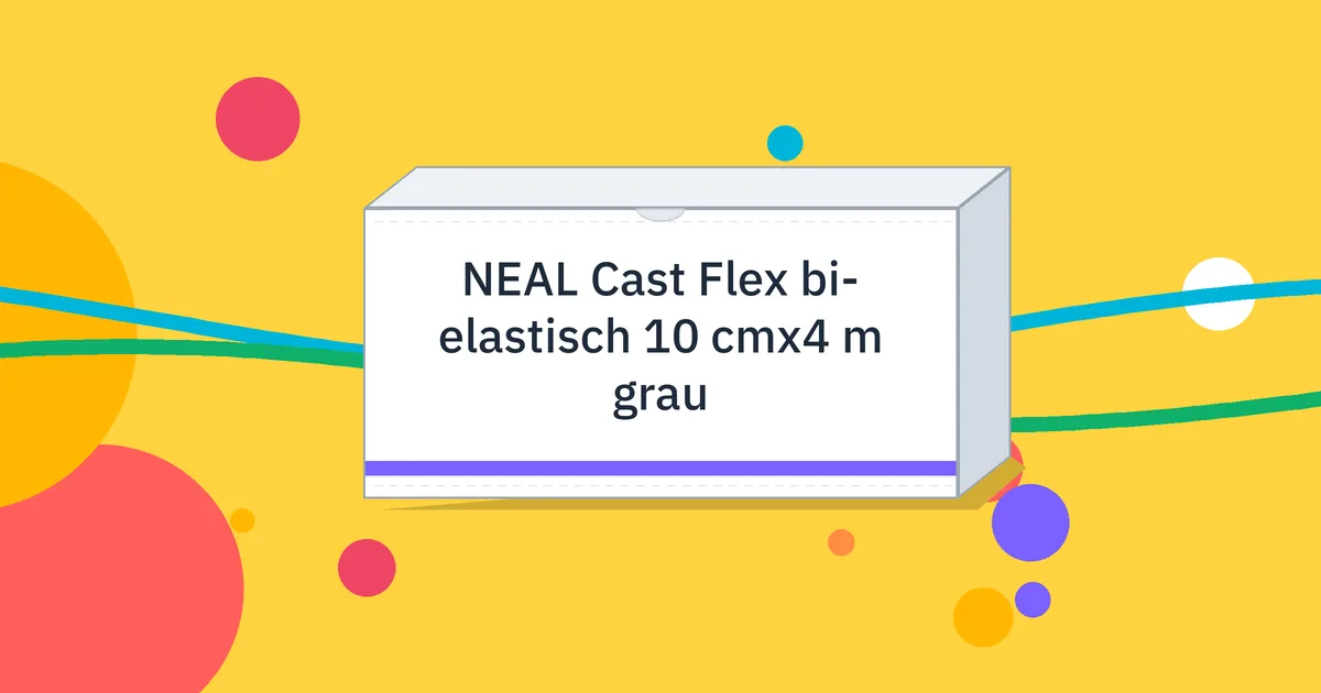 Symbolbild: Packung mit der Aufschrift NEAL Cast Flex bi-elastisch 10 cmx4 m grau (PZN 18796784) – Verfügbarkeit und Bezug in Apotheken in Frankfurt am Main