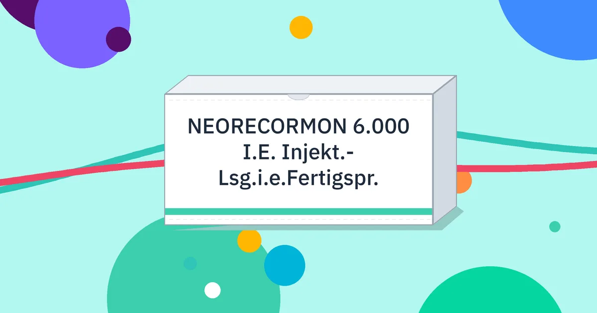 Symbolbild: Packung mit der Aufschrift NEORECORMON 6.000 I.E. Injekt.-Lsg.i.e.Fertigspr. (PZN 13751825) – Verfügbarkeit und Bezug in Apotheken in Frankfurt am Main