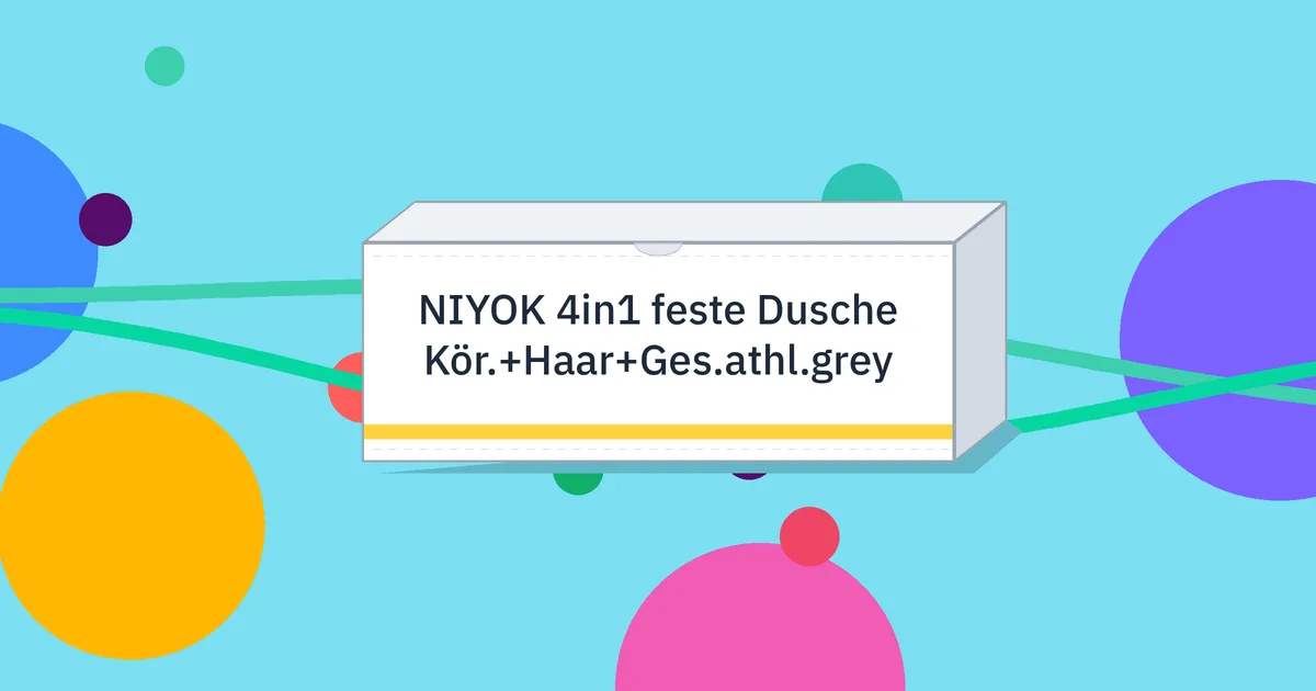 Symbolbild: Packung mit der Aufschrift NIYOK 4in1 feste Dusche Kör.+Haar+Ges.athl.grey (PZN 18836590) – Verfügbarkeit und Bezug in Apotheken in Frankfurt am Main