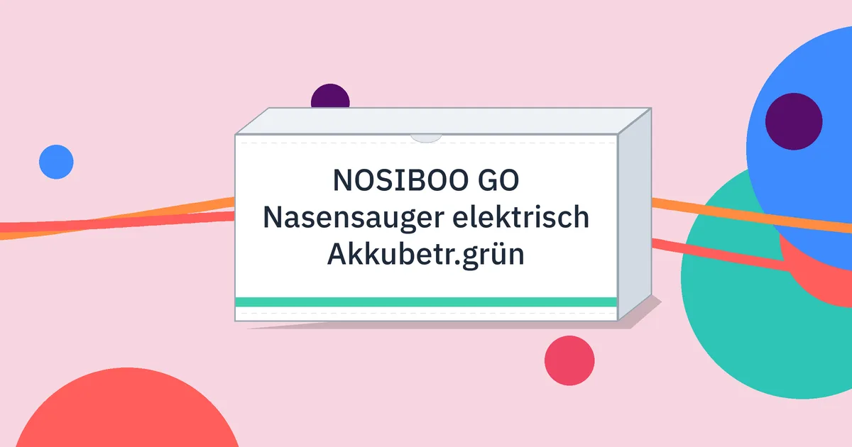 Symbolbild: Packung mit der Aufschrift NOSIBOO GO Nasensauger elektrisch Akkubetr.grün (PZN 15388659) – Verfügbarkeit und Bezug in Apotheken in Frankfurt am Main