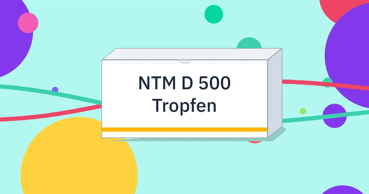 Symbolbild: Packung mit der Aufschrift NTM D 500 Tropfen (PZN 10731101) – Verfügbarkeit und Bezug in Apotheken in Frankfurt am Main