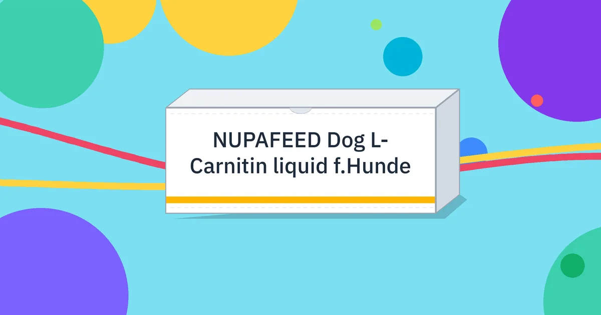 Symbolbild: Packung mit der Aufschrift NUPAFEED Dog L-Carnitin liquid f.Hunde (PZN 20355834) – Verfügbarkeit und Bezug in Apotheken in Frankfurt am Main
