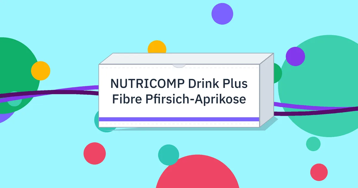 Symbolbild: Packung mit der Aufschrift NUTRICOMP Drink Plus Fibre Pfirsich-Aprikose (PZN 11139534) – Verfügbarkeit und Bezug in Apotheken in Frankfurt am Main