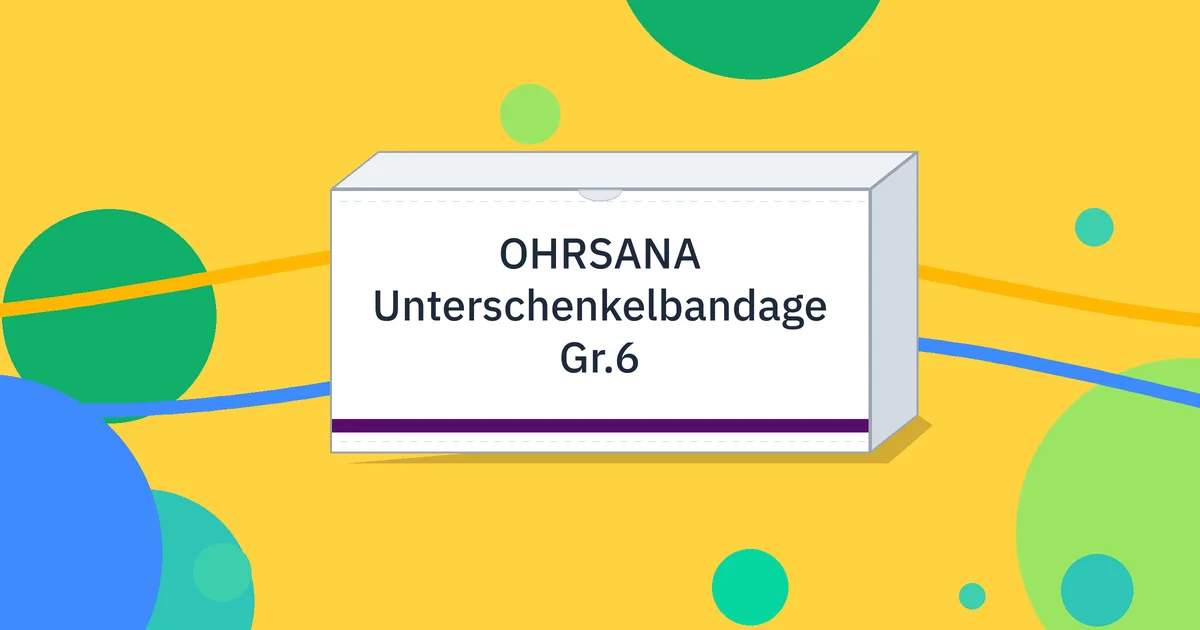 Symbolbild: Packung mit der Aufschrift OHRSANA Unterschenkelbandage Gr.6 (PZN 02669730) – Verfügbarkeit und Bezug in Apotheken in Frankfurt am Main