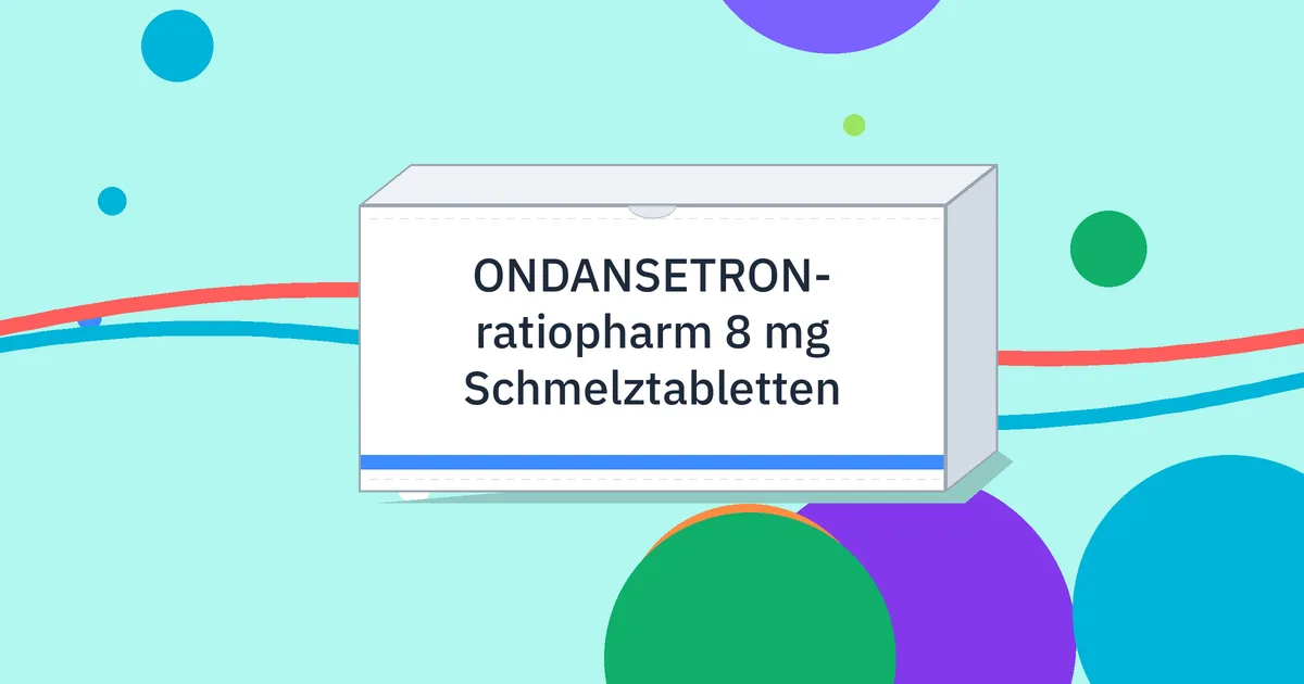Symbolbild: Packung mit der Aufschrift ONDANSETRON-ratiopharm 8 mg Schmelztabletten (PZN 06607619) – Verfügbarkeit und Bezug in Apotheken in Frankfurt am Main