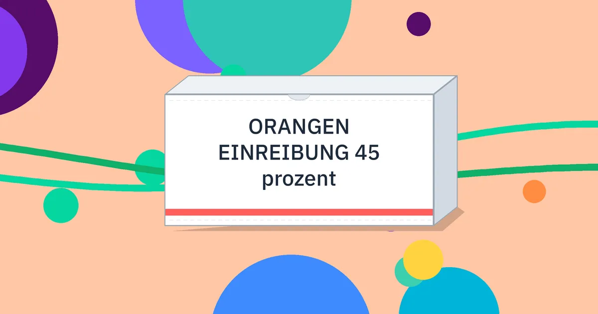 Symbolbild: Packung mit der Aufschrift ORANGEN EINREIBUNG 45 prozent (PZN 03457533) – Verfügbarkeit und Bezug in Apotheken in Frankfurt am Main