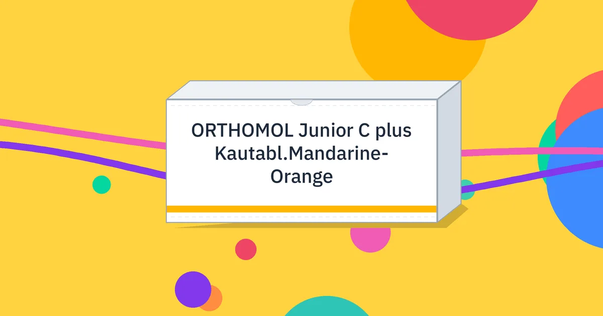 Symbolbild: Packung mit der Aufschrift ORTHOMOL Junior C plus Kautabl.Mandarine-Orange (PZN 10013630) – Verfügbarkeit und Bezug in Apotheken in Frankfurt am Main