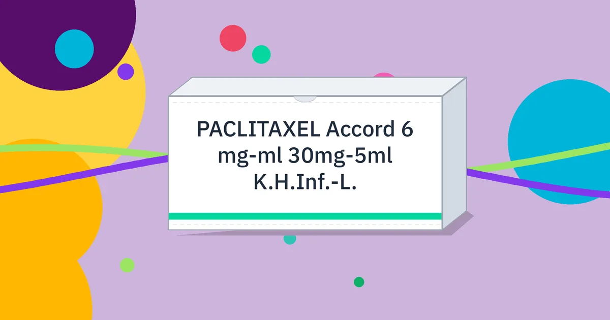 Symbolbild: Packung mit der Aufschrift PACLITAXEL Accord 6 mg-ml 30mg-5ml K.H.Inf.-L. (PZN 16912424) – Verfügbarkeit und Bezug in Apotheken in Frankfurt am Main