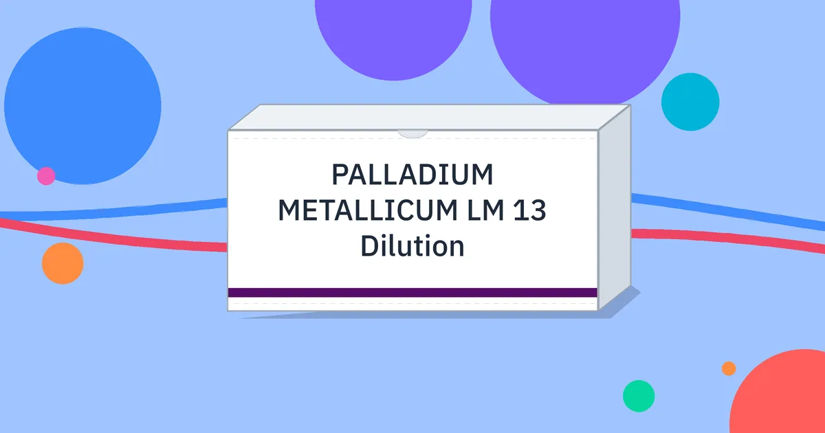 Symbolbild: Packung mit der Aufschrift PALLADIUM METALLICUM LM 13 Dilution (PZN 12975416) – Verfügbarkeit und Bezug in Apotheken in Frankfurt am Main