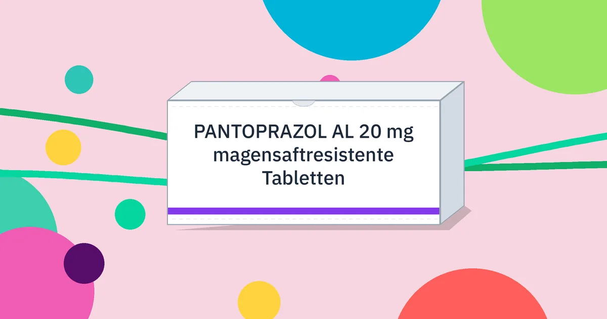 Symbolbild: Packung mit der Aufschrift PANTOPRAZOL AL 20 mg magensaftresistente Tabletten (PZN 07013098) – Verfügbarkeit und Bezug in Apotheken in Frankfurt am Main
