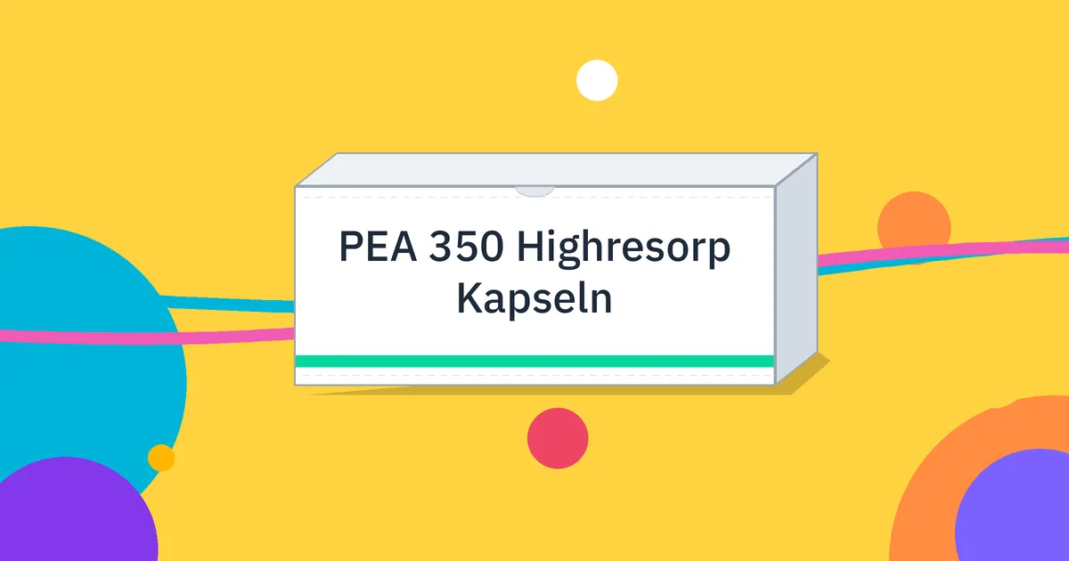Symbolbild: Packung mit der Aufschrift PEA 350 Highresorp Kapseln (PZN 16762137) – Verfügbarkeit und Bezug in Apotheken in Frankfurt am Main