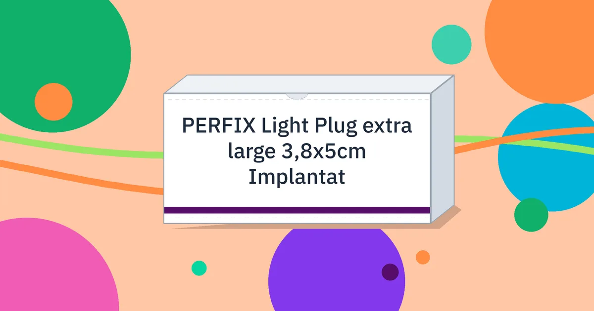 Symbolbild: Packung mit der Aufschrift PERFIX Light Plug extra large 3,8x5cm Implantat (PZN 06901141) – Verfügbarkeit und Bezug in Apotheken in Frankfurt am Main