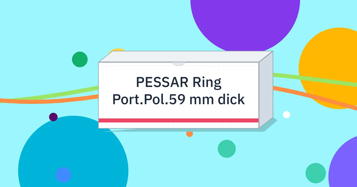Symbolbild: Packung mit der Aufschrift PESSAR Ring Port.Pol.59 mm dick (PZN 01967218) – Verfügbarkeit und Bezug in Apotheken in Frankfurt am Main