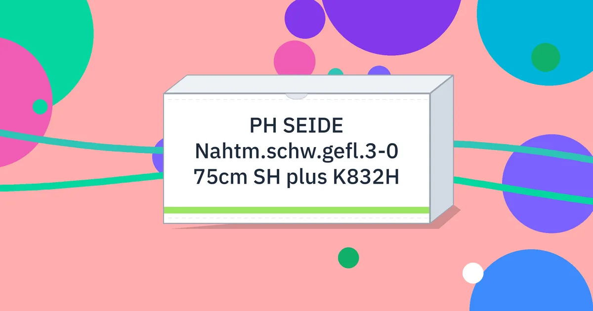 Symbolbild: Packung mit der Aufschrift PH SEIDE Nahtm.schw.gefl.3-0 75cm SH plus K832H (PZN 20173530) – Verfügbarkeit und Bezug in Apotheken in Frankfurt am Main