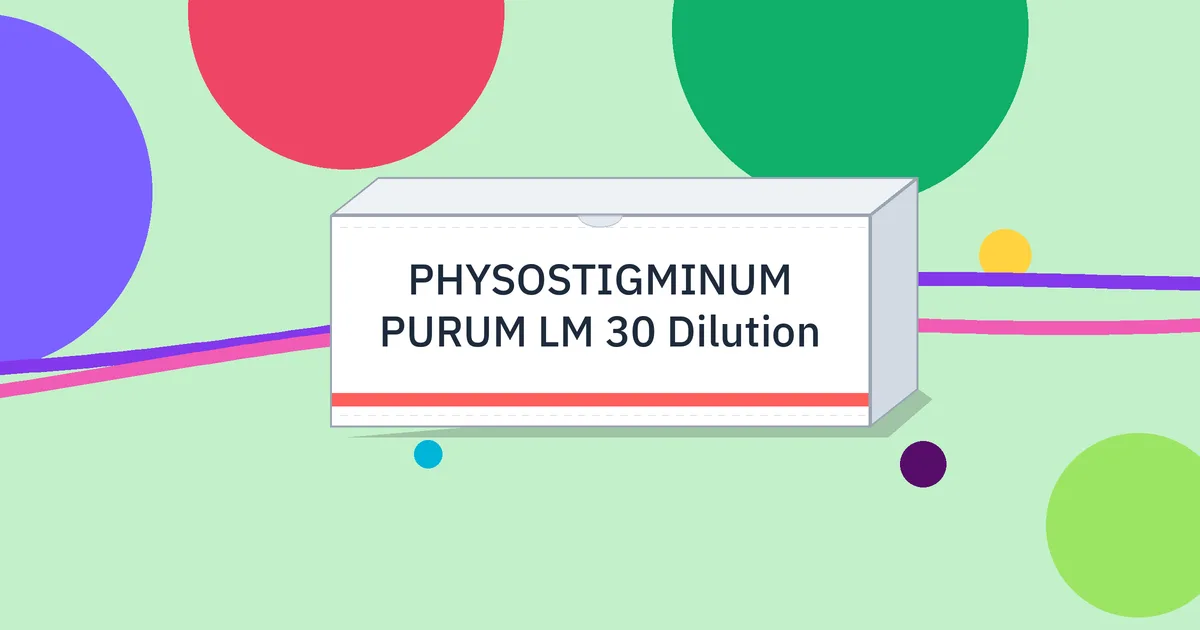 Symbolbild: Packung mit der Aufschrift PHYSOSTIGMINUM PURUM LM 30 Dilution (PZN 13036028) – Verfügbarkeit und Bezug in Apotheken in Frankfurt am Main